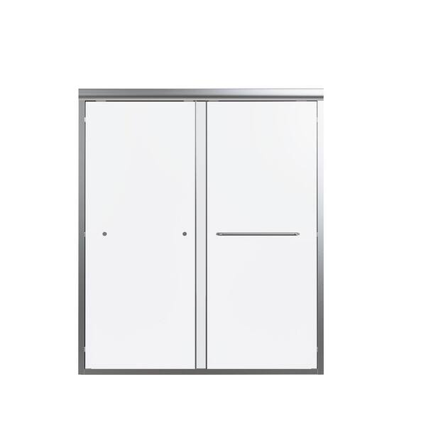 LIVACA 60 in. W x 70 in. H Double Sliding Aluminum Semi-Frameless ...