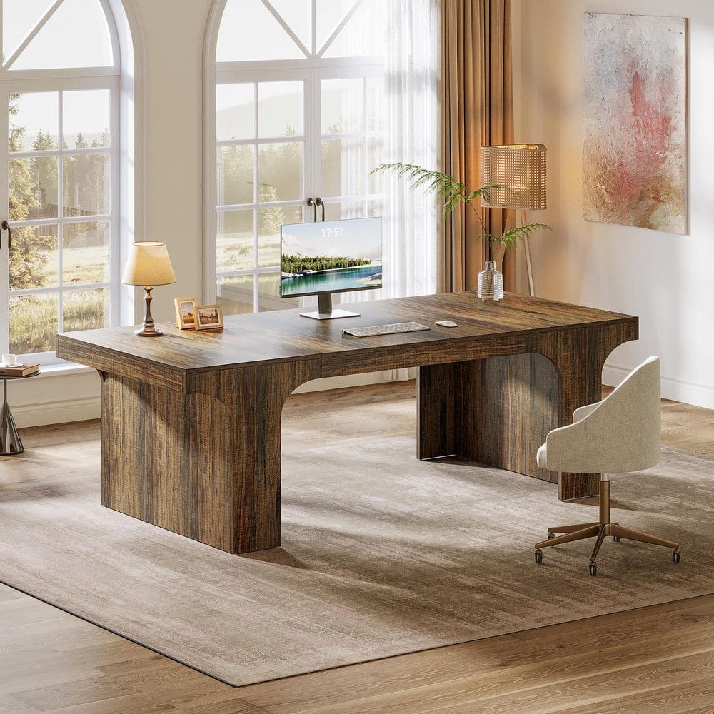 BYBLIGHT Moronia 70.9 in. Minimalist Computer Desk with Stable Sled ...
