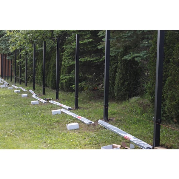 Slipfence 4 in. x 4 in. x 124 in. Black Aluminum Fence Post Includes ...