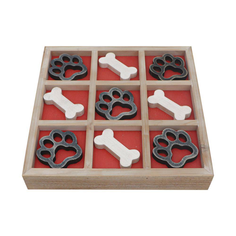 PARISLOFT Dog Themed Wood Tic Tac Toe Board Game UH01723 - The Home Depot