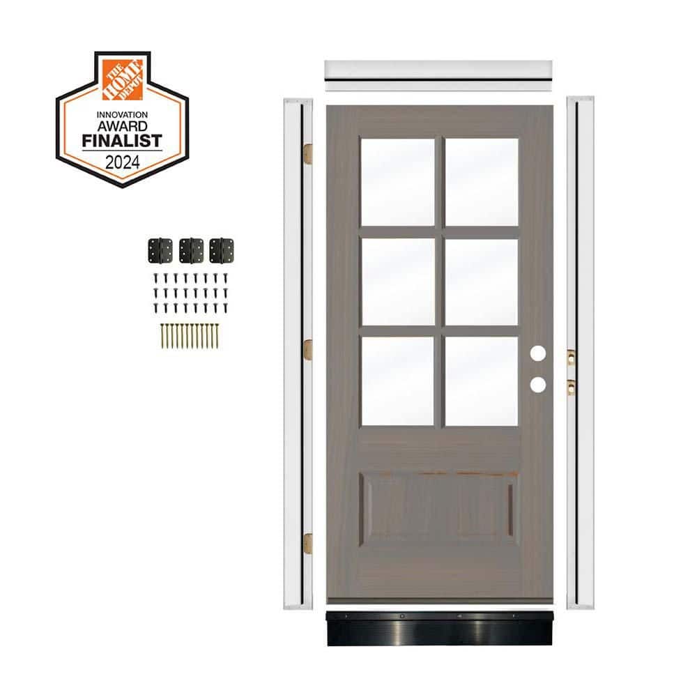 Krosswood Doors DIY 36in.x80in. Farmhouse Left-Handed 6-Lite Clear ...