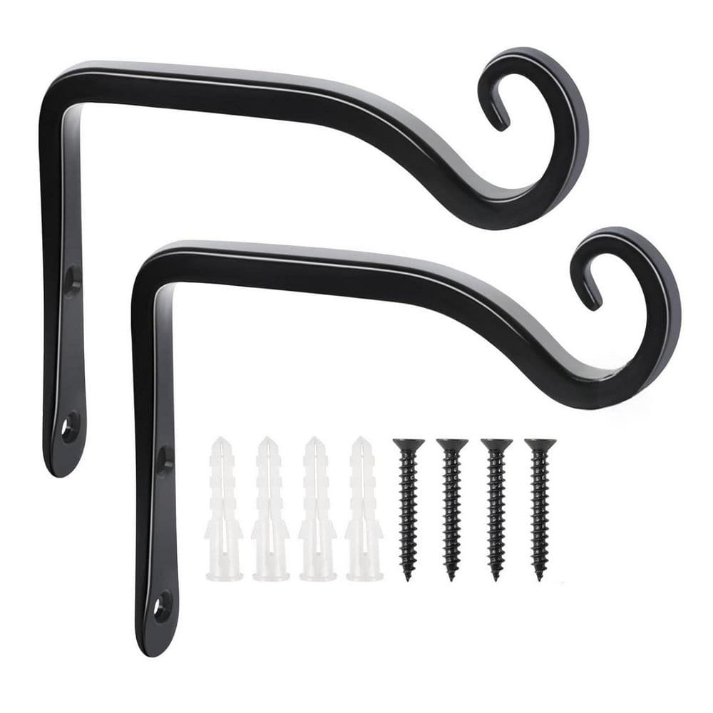 Metal Hanging Plant Bracket 2-Pack 6 in. Hand-Forged Plant Hangers for ...