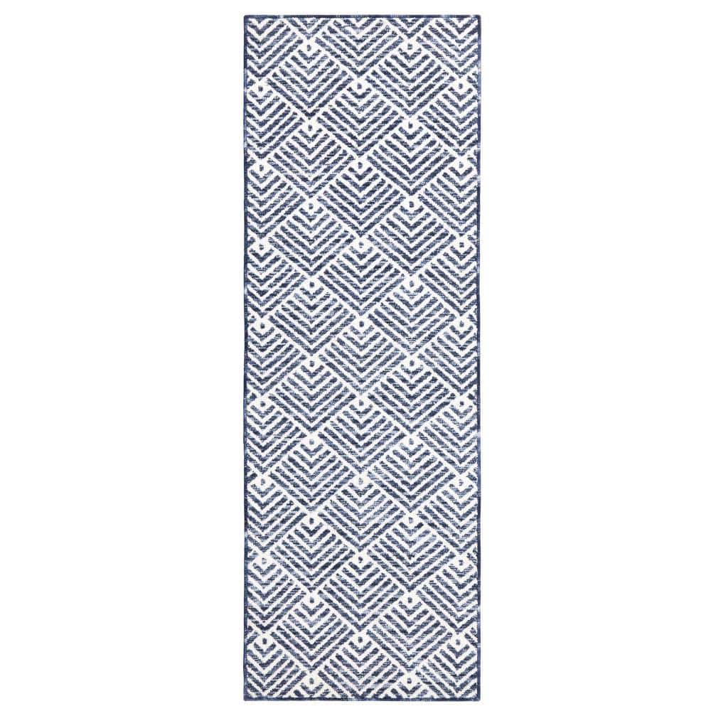 TOWN & COUNTRY LIVING Everyday Walker Modern Stripe Navy Blue 24 in. x ...