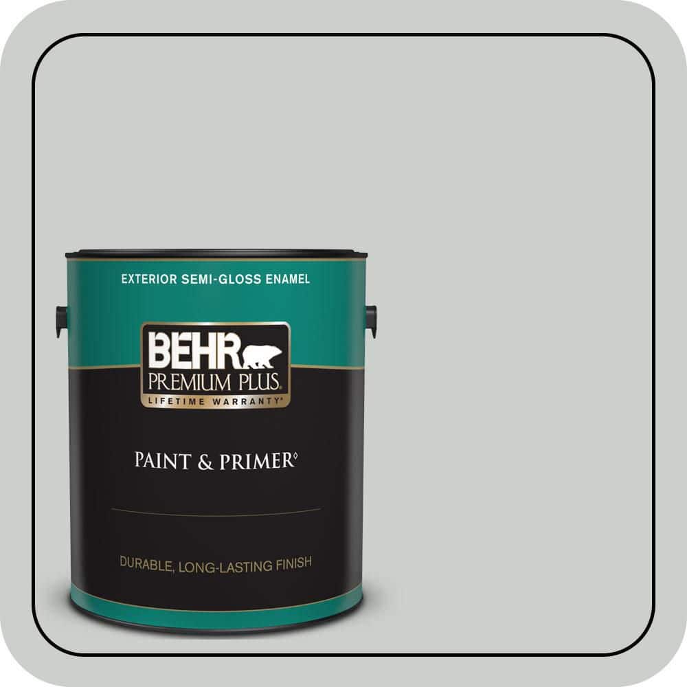 BEHR PREMIUM PLUS 1 gal. #N460-2 Planetary Silver Semi-Gloss Enamel ...
