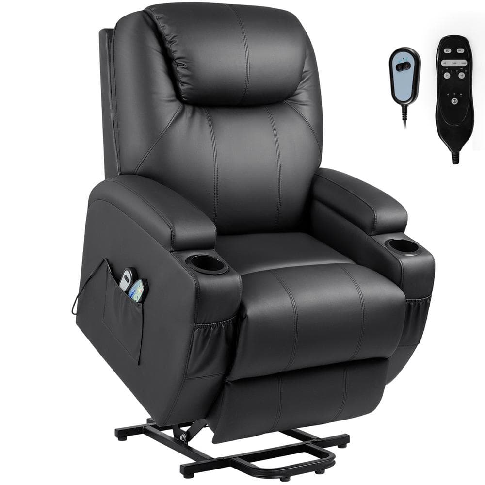Lacoo Big and Tall Black Brown Power Lift Recliner Chair for