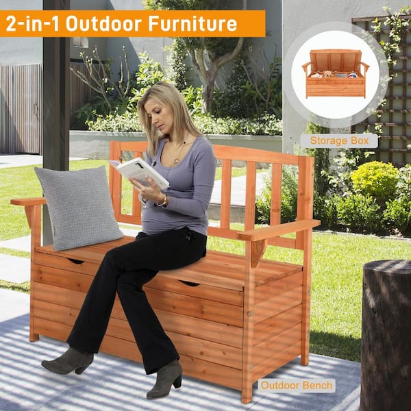 Outdoor cedar storage bench store