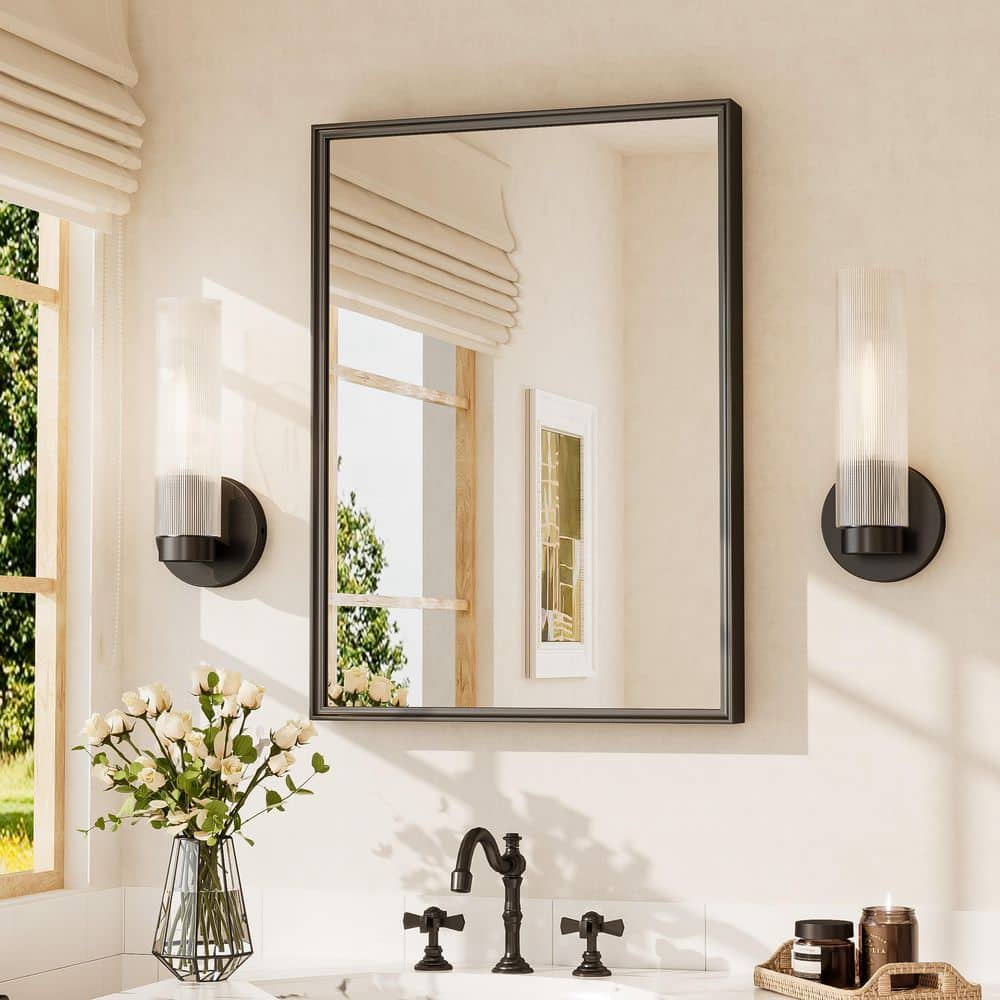 KeonJinn 22 in. W x 30 in. H Stainless Steel Retangular Framed Wall ...