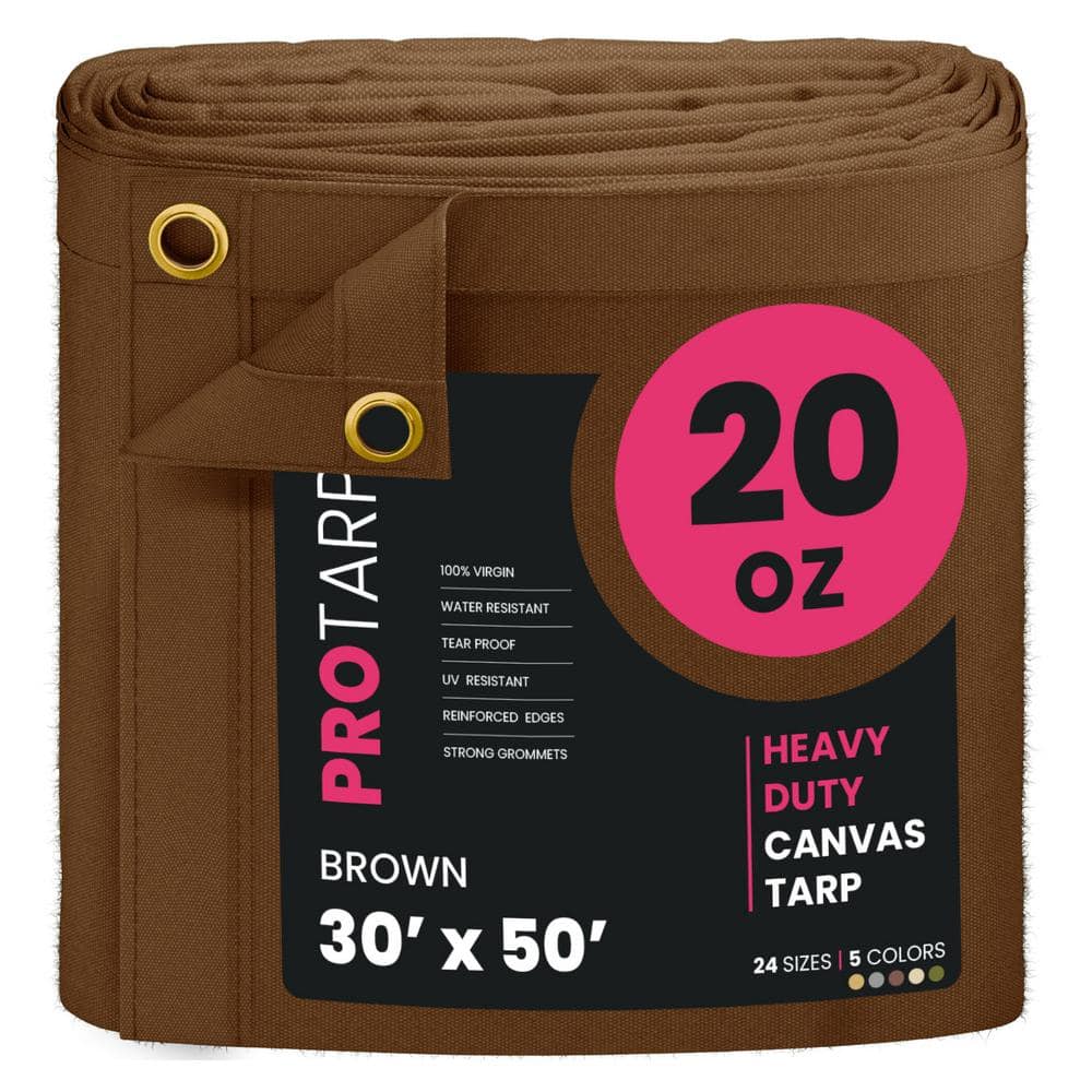 PROTARP Extreme Heavy Duty 20 oz. Water Resistant Canvas Tarp, UV ...