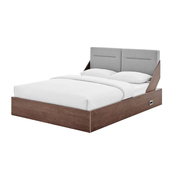 Koble Reclina Walnut Upholstered Lift-Up Storage Bed - Queen HM-BD004 ...