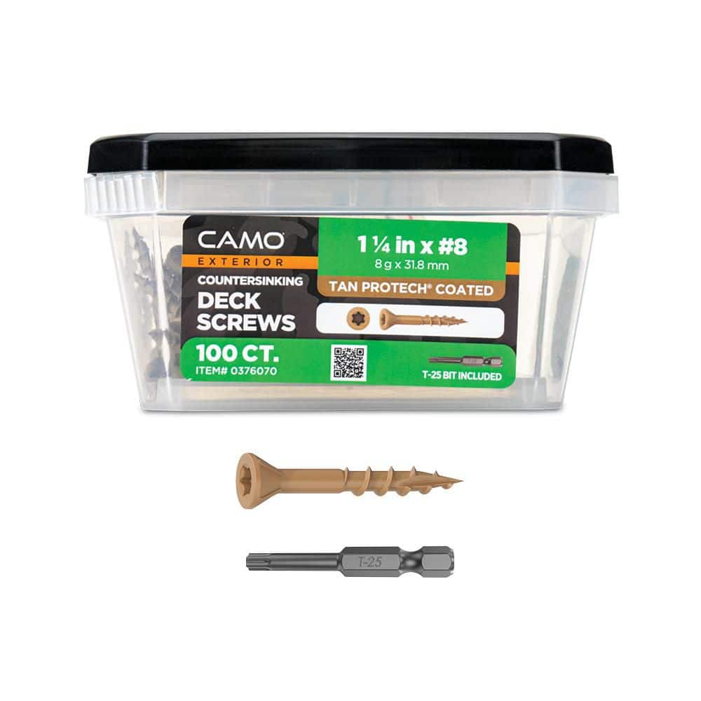 CAMO #8 x 1-1/4 in. Tan ACQ Rated Star Drive Flat Head Wood Deck Screw ...