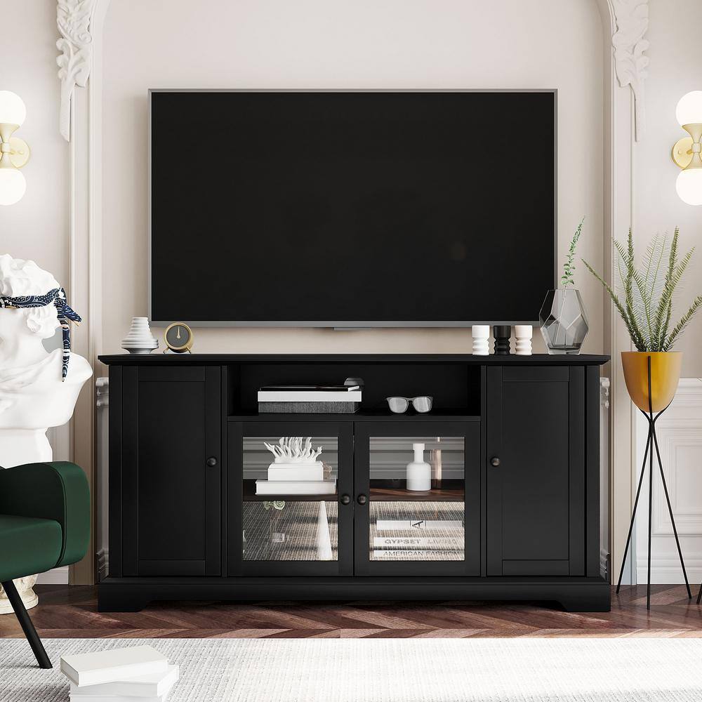 Harper & Bright Designs Modern Black MDF 59.8 in. Sideboard Buffet with ...