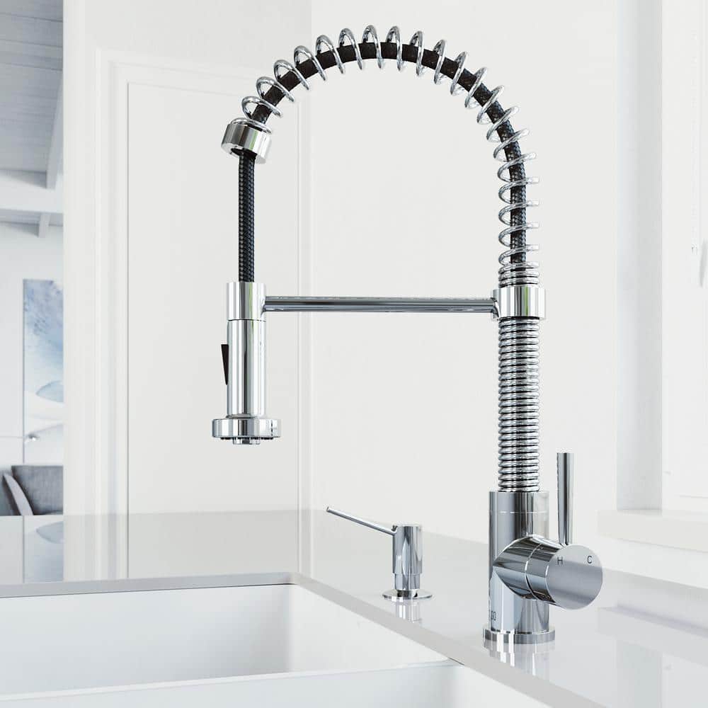 VIGO Edison Single Handle Pull-Down Sprayer Kitchen Faucet Set with ...