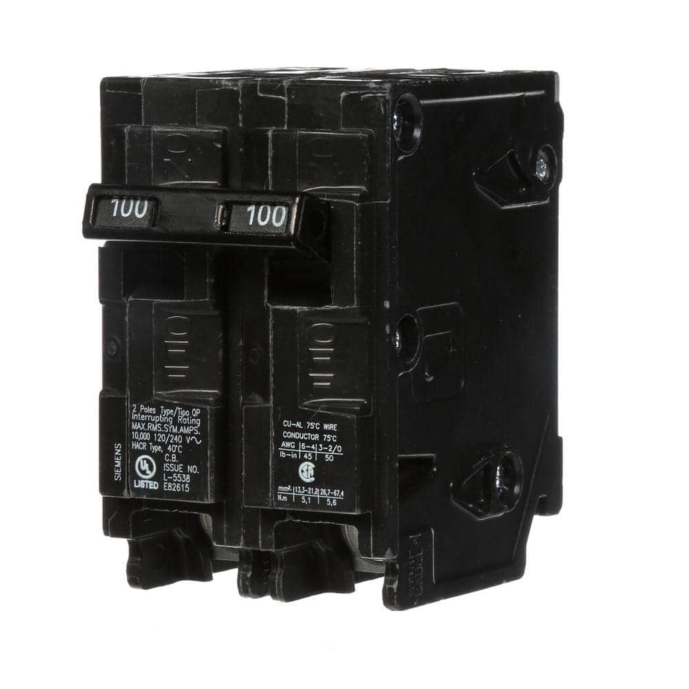 Siemens 100-Space Amp Double-Pole Type QP Circuit Breaker Q2100P - The ...