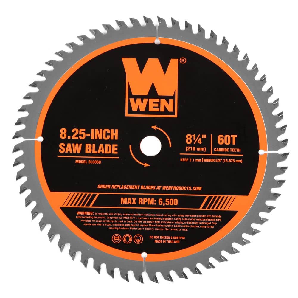 WEN 8.25 in. 60-Tooth Fine-Finish Carbide-Tipped Circular Saw Blade ...
