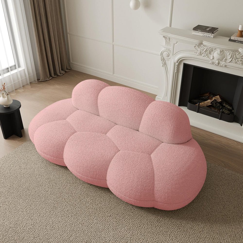 Magic Home 90 in. Armless Plush Fabric Memory Foam Modern Curved 3 ...