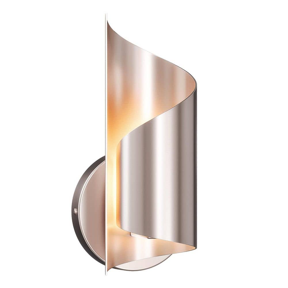 Merra 1-Light Brushed Nickel Modern Wall Sconce Light Fixture with ...