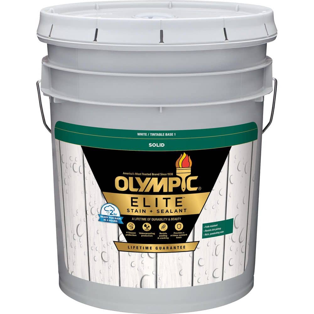 Olympic Elite 5 gal. Base 1 Solid Advanced Exterior Stain and Sealer in ...
