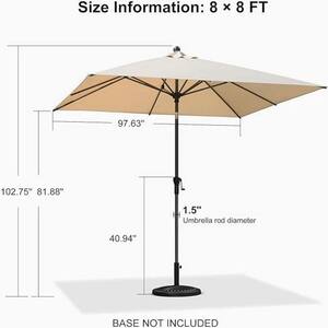 PURPLE LEAF 8 ft. Beige Aluminum Crank and Tilt Umbrella with 115 lbs ...