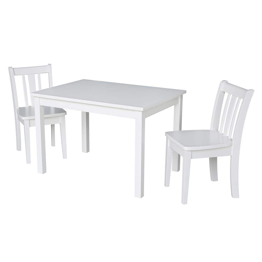 International Concepts Jorden White 3-Piece Kid's Table and Chair Set ...