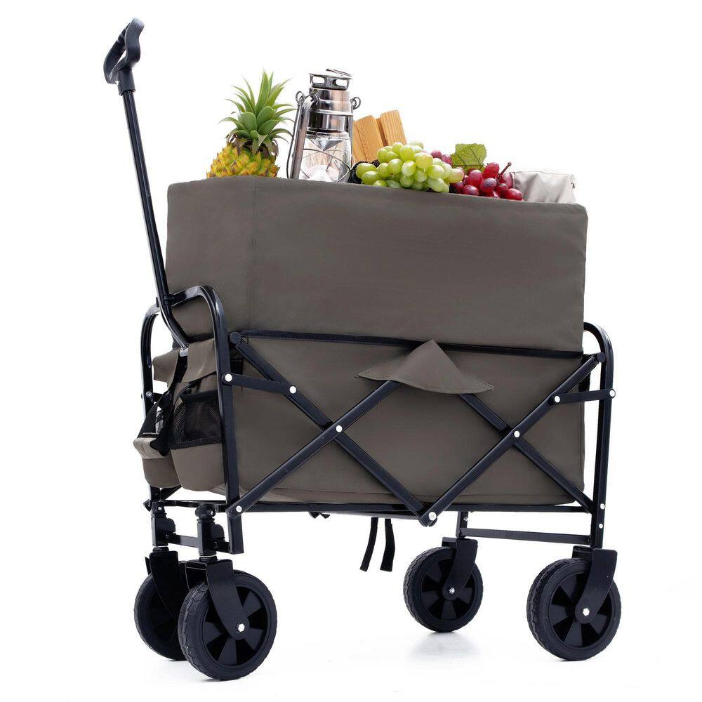 Otryad 10 cu. ft. Steel Garden Cart, 225 lbs. Extention Collapsible ...