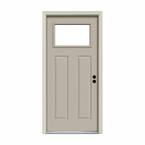JELD-WEN 32 in. x 80 in. 3 Lite Craftsman Desert Sand Painted Steel ...