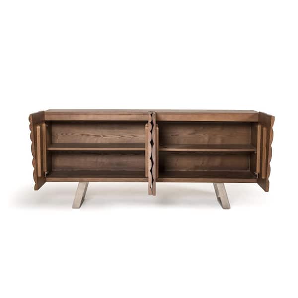 HomeRoots Charlie Walnut Wood 71 in. Buffet Table with Drawers ...