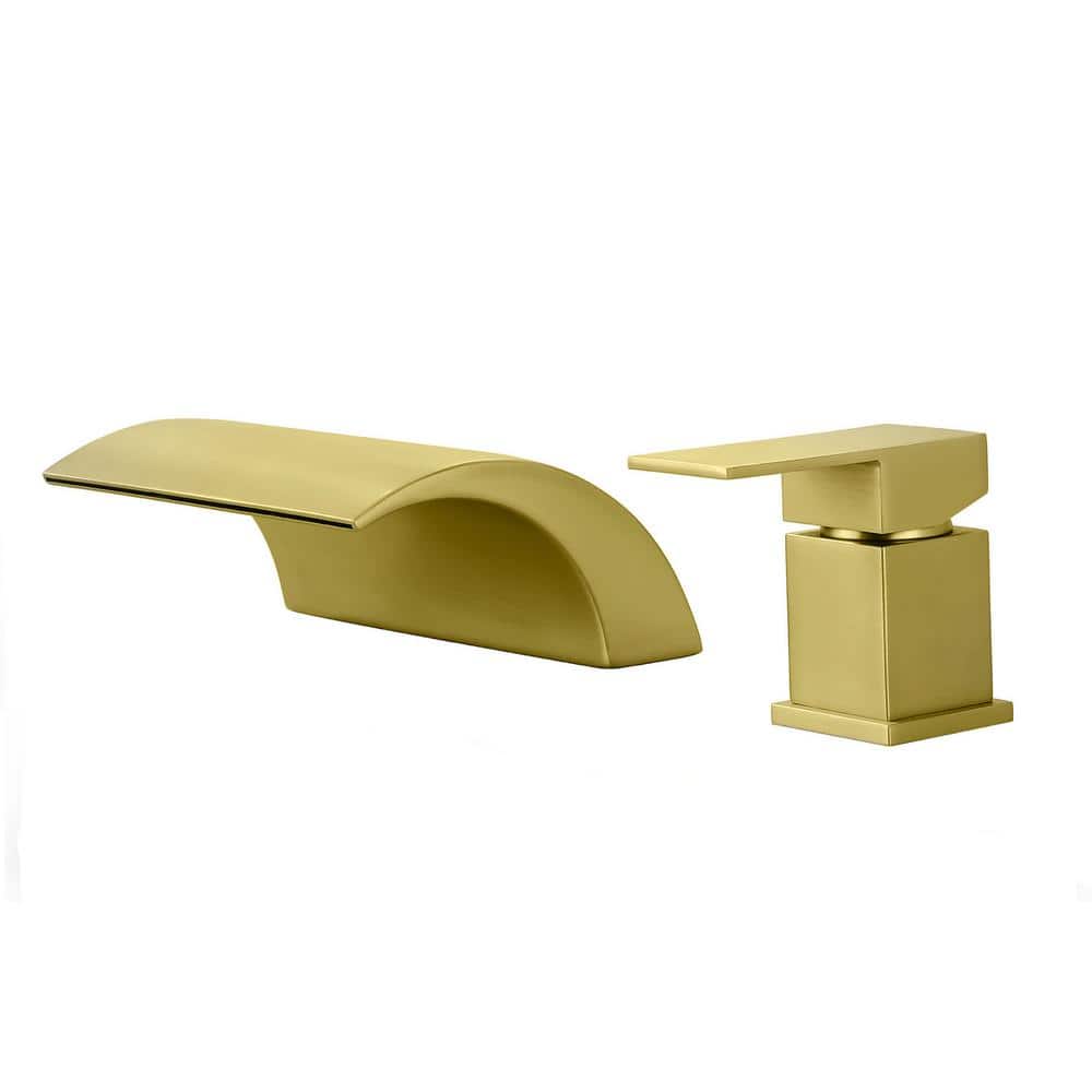 FLG Single-Handle Deck-Mount Roman Tub Faucet Waterfall 2 Holes Modern ...