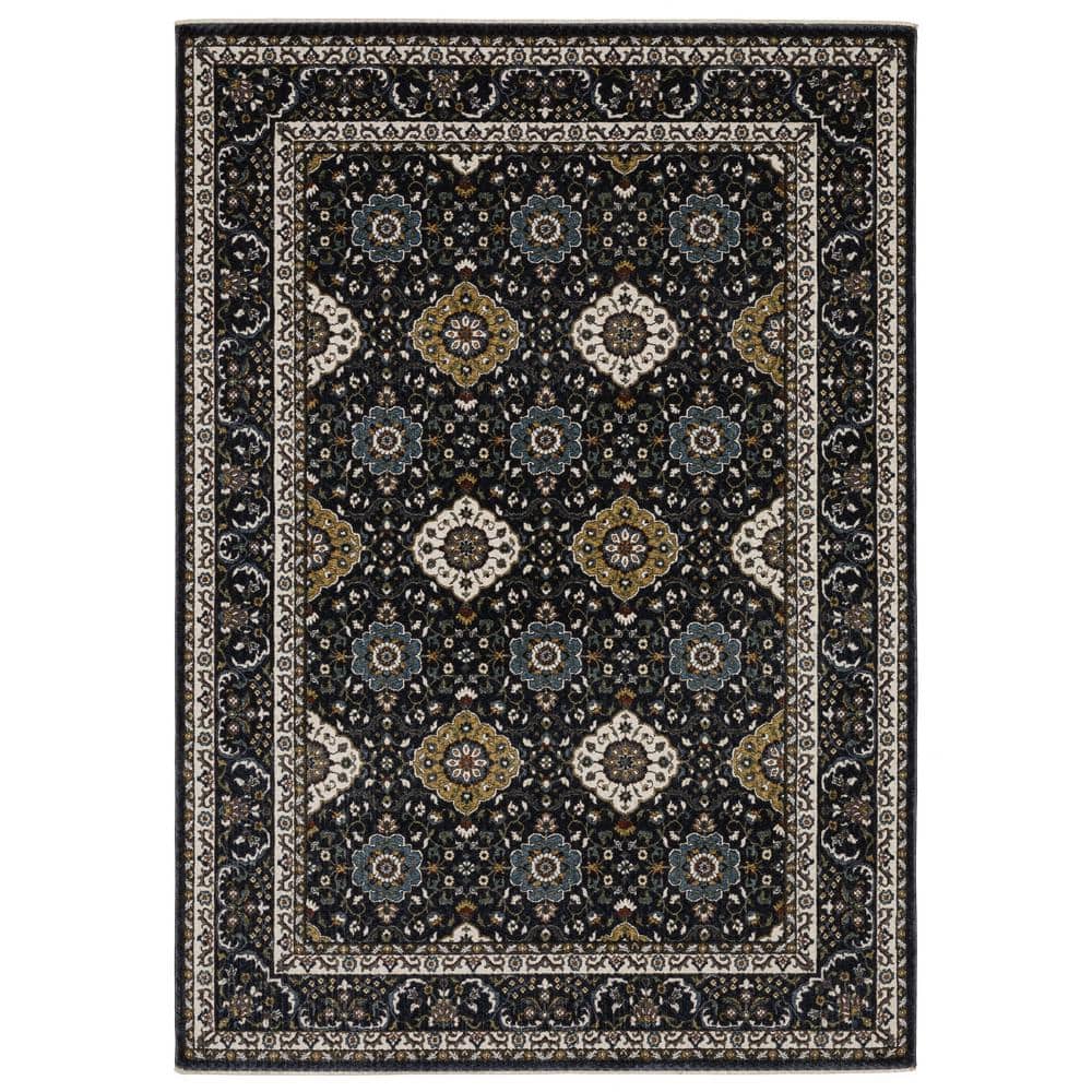 AVERLEY HOME Victoria Navy/Gold 4 ft. x 6 ft. Oriental Panel Medallion ...