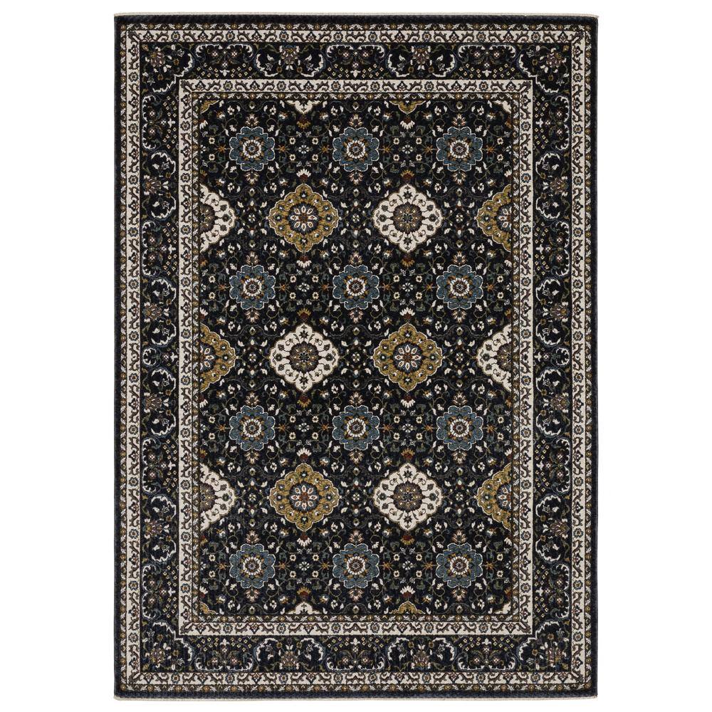 AVERLEY HOME Victoria Navy/Gold 8 ft. x 11 ft. Oriental Panel Medallion ...