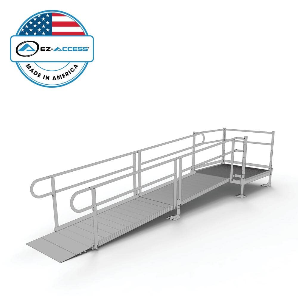 EZ-ACCESS PATHWAY 12 ft. Straight Aluminum Wheelchair Ramp Kit with ...