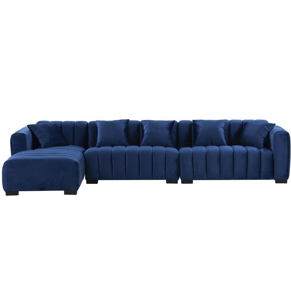 Magic Home 139 in. Channel Tufted Modular Velvet Upholstered Sectional ...