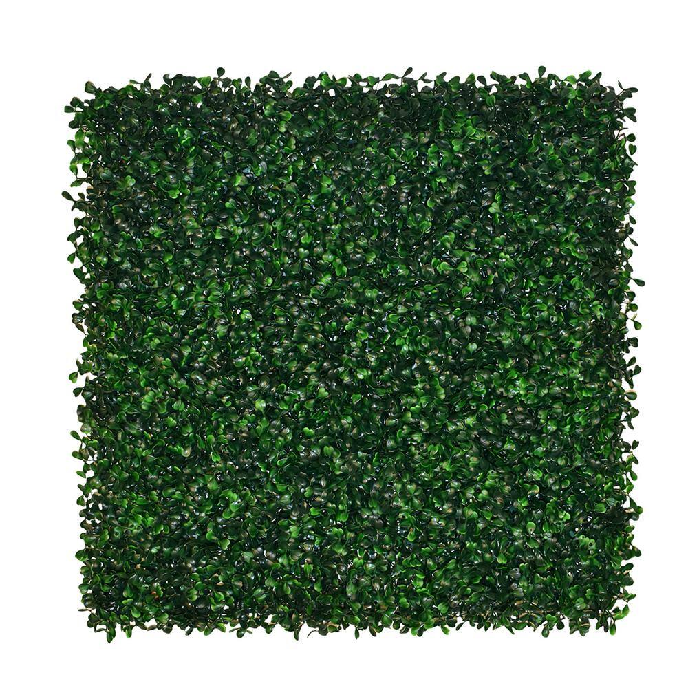 12- Pieces 20 in. x 20 in. Artificial Boxwood Hedge Greenery Wall Grass ...