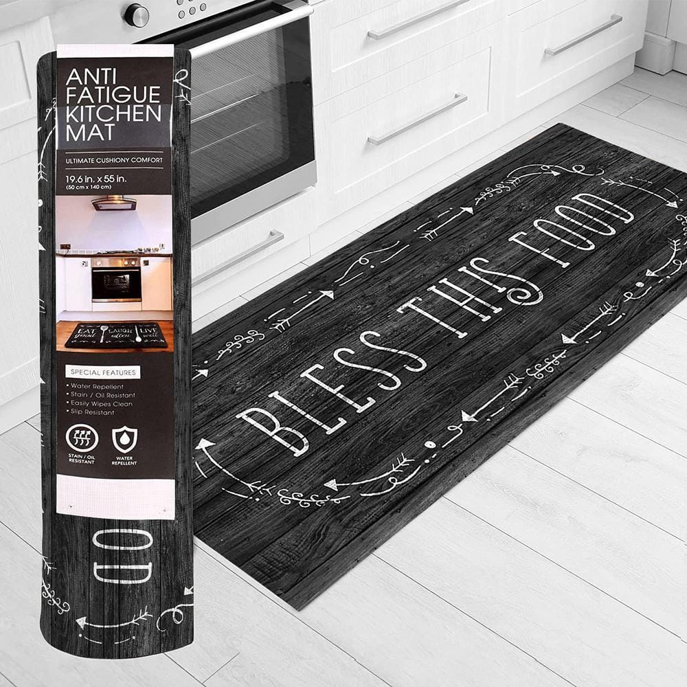J&V TEXTILES Bless This Food 55 in. x 19.6 in. Anti-Fatigue Kitchen Mat ...