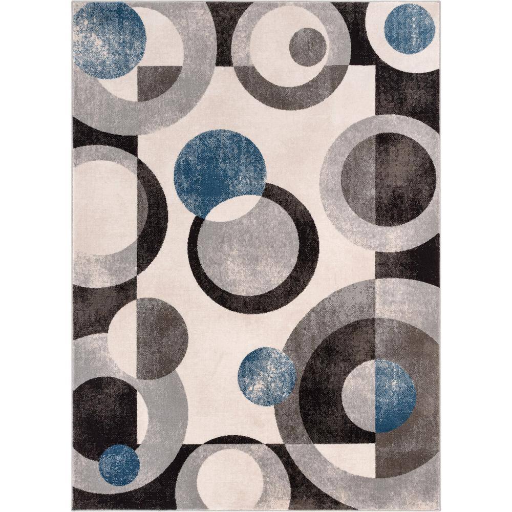 Well Woven Barclay Avi Modern Geometric Grey Blue 5 ft. 3 in. x 7 ft. 3 ...