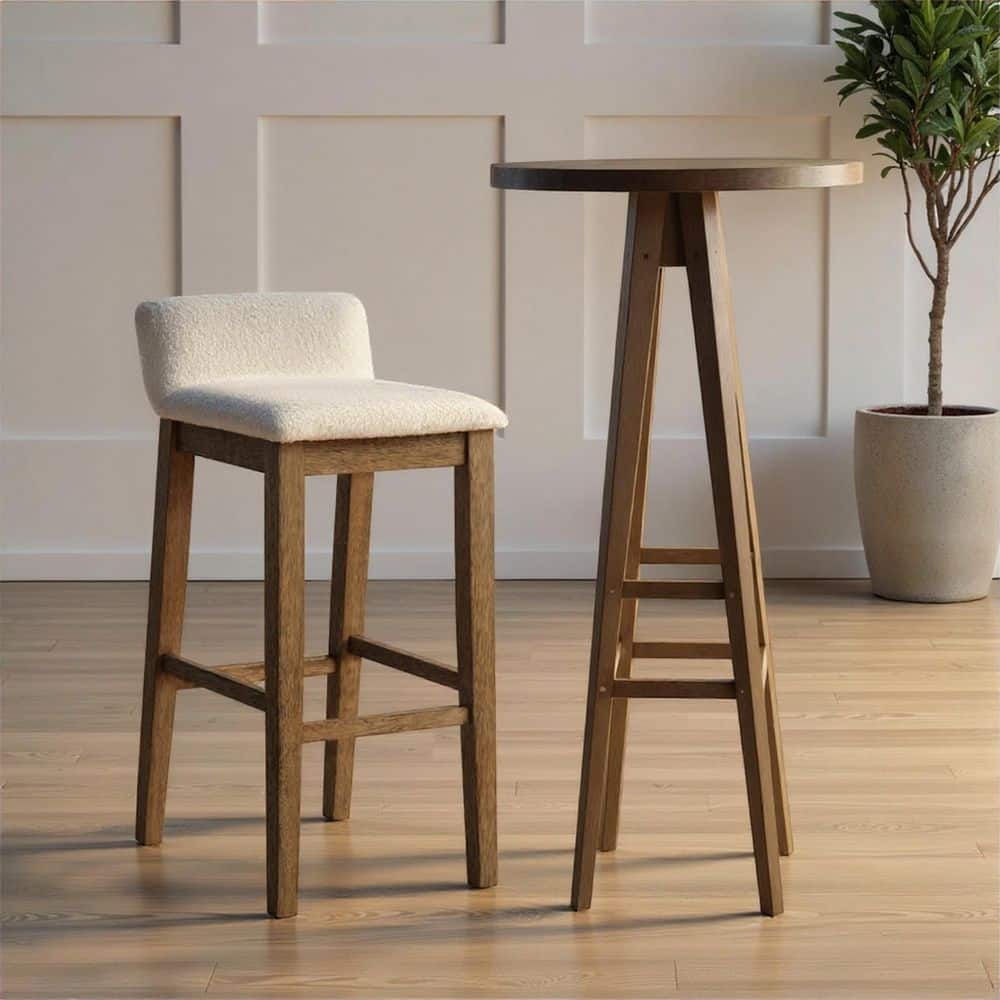 Armen Living Annikah 35.8 in. H Bar Height White / Putty Brown Low Back ...