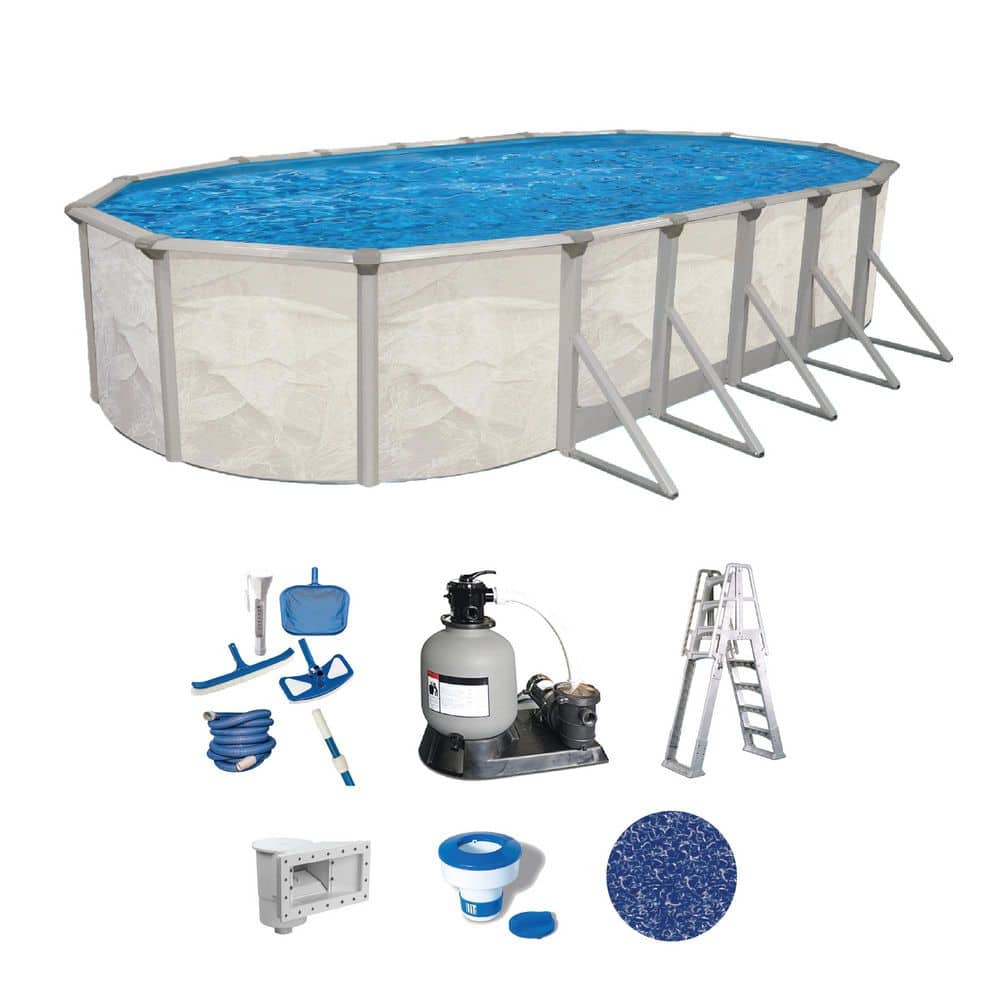AQUARIAN Independence 18 ft. x 33 ft. Oval 52 in. Deep Hard Sided Above ...