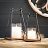 SULLIVANS 11.75 in. and 13.75 in. Black Triangular Wire Frame Lanterns ...