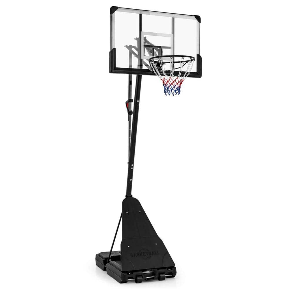 Costway 4.9 ft. -10 ft. Basketball Hoop System with 44 in. Shatterproof ...