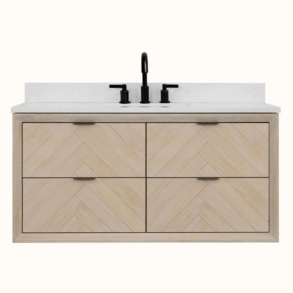 Legion Furniture Solid Wood Contemporary 48 in. Wall Mount Whitewashed ...