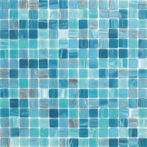 Apollo Tile Mingles 12 in. x 12 in. Glossy Turquoise Green Glass Mosaic ...