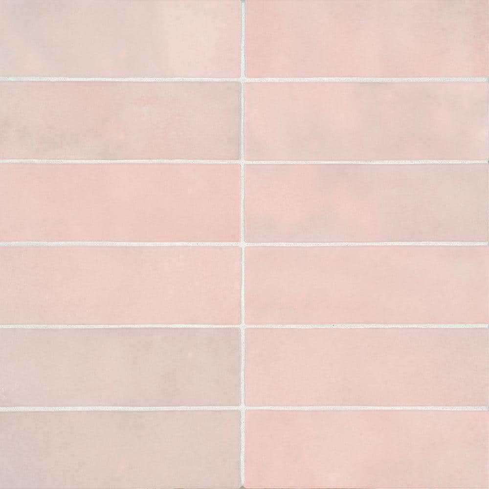 Bedrosians Sample-Cloe Glossy Pink 2.5 in. x 8 in. Ceramic Wall Subway ...