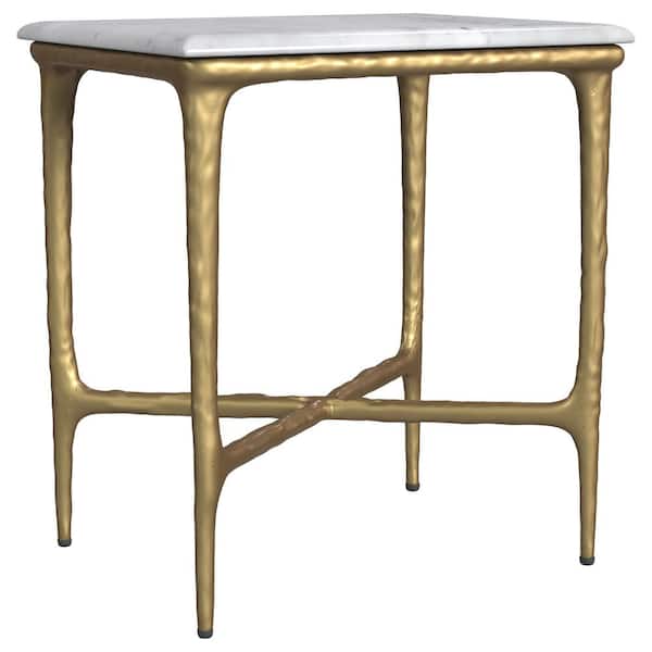 Coaster Baldwin 18 in. White and Gold Rectangular Marble Top Side Table ...