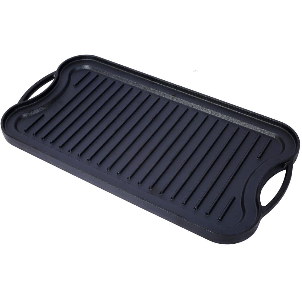 RKZHOPT 10 in. x 20 in. Black Cast Iron Reversible Rectangular Grill ...