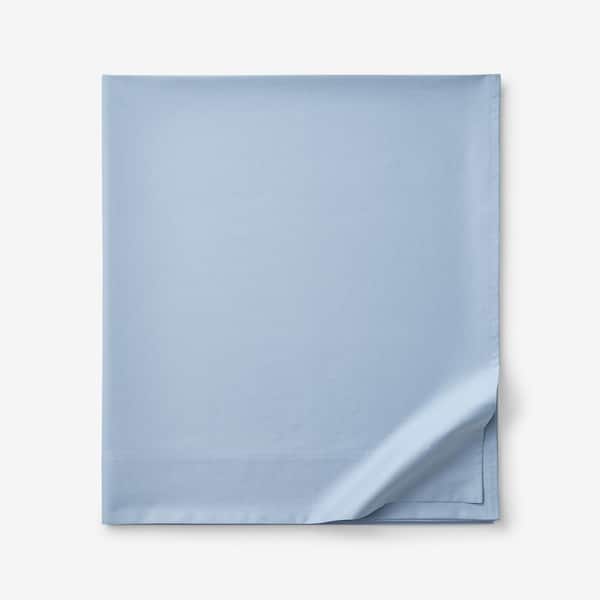 The Company Store Company Cotton Light Blue Sateen Twin/Twin XL Flat ...