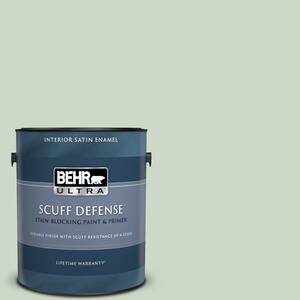 BEHR PREMIUM PLUS 8 oz. #450E-2 April Mist Satin Enamel Interior ...