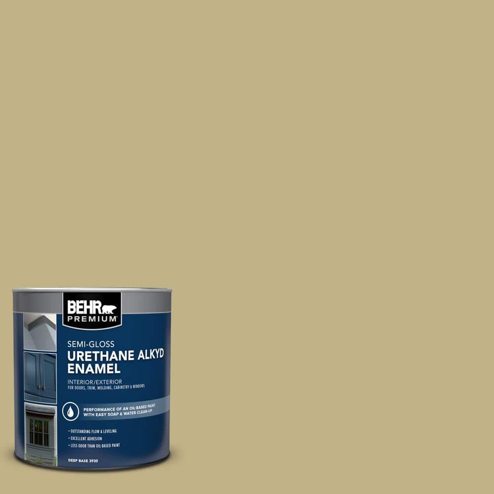 BEHR PREMIUM 1 qt. #380F-5 Harmonic Tan Semi-Gloss Enamel Urethane ...