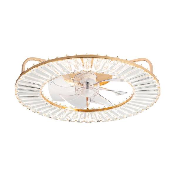 Breezary 22 in. Integrated LED Indoor Chandelier Gold Ceiling Fans with ...