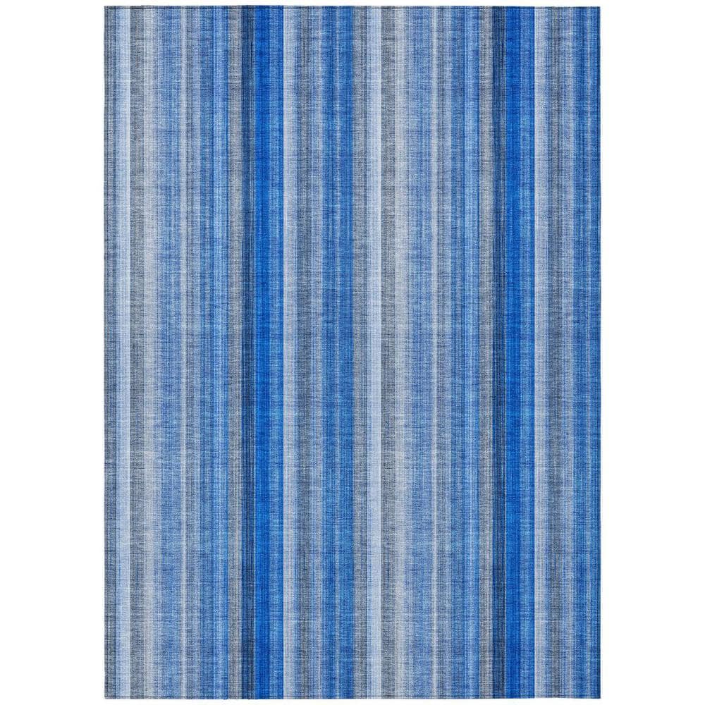 HomeRoots Blue 9 ft. x 12 ft. Woven Striped Rectangle Indoor/Outdoor ...