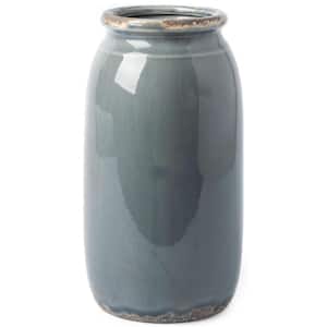 9 in. Charcoal Gray Round Ceramic Vase for Room, Boho Vase for Coffee ...