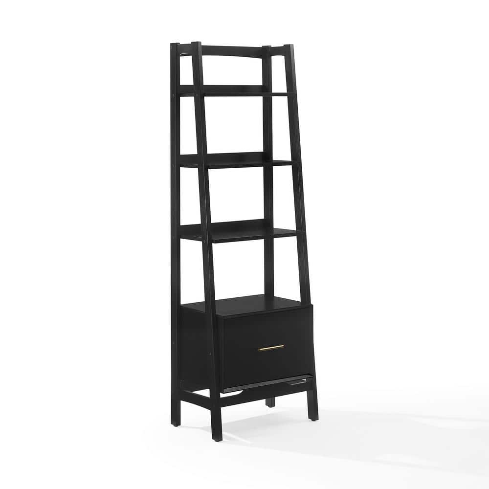 CROSLEY FURNITURE Landon 70.13 in. Tall Black Wood 3-Shelf Small ...